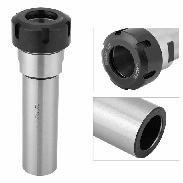 C32-ER32 100L CHROME Collet Straight Chuck Holder CNC Milling Extension ...