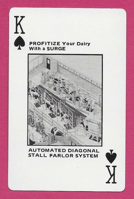 SURGE PARLOR SYSTEM dairy cows playing card single swap king of spades ...