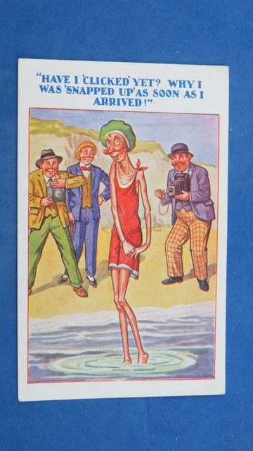 Risque Comic Postcard 1920s Beach Photography Bathing Model Vintage Box