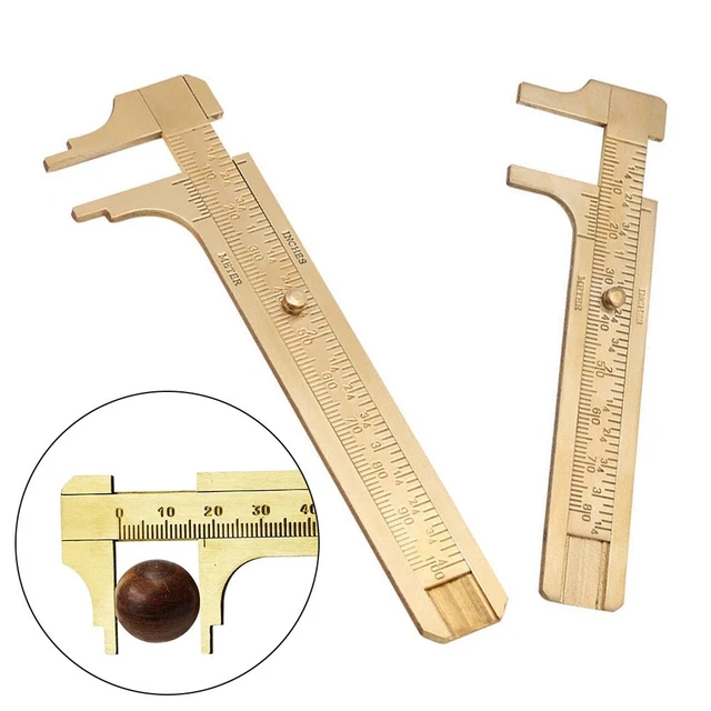 MINI DOUBLE SCALE Brass Slider Gauge Vernier Caliper Ruler Measuring ...