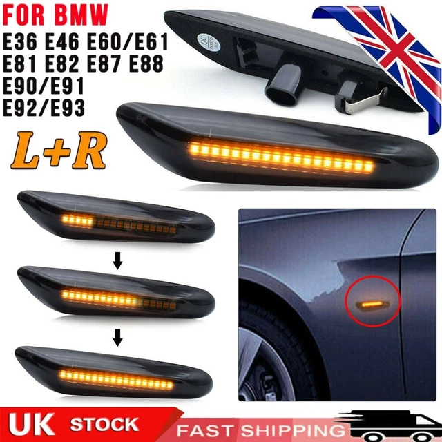 2X DYNAMIC LED Side Indicator Light Turn Signal For BMW E90 E91 E92 E60 ...