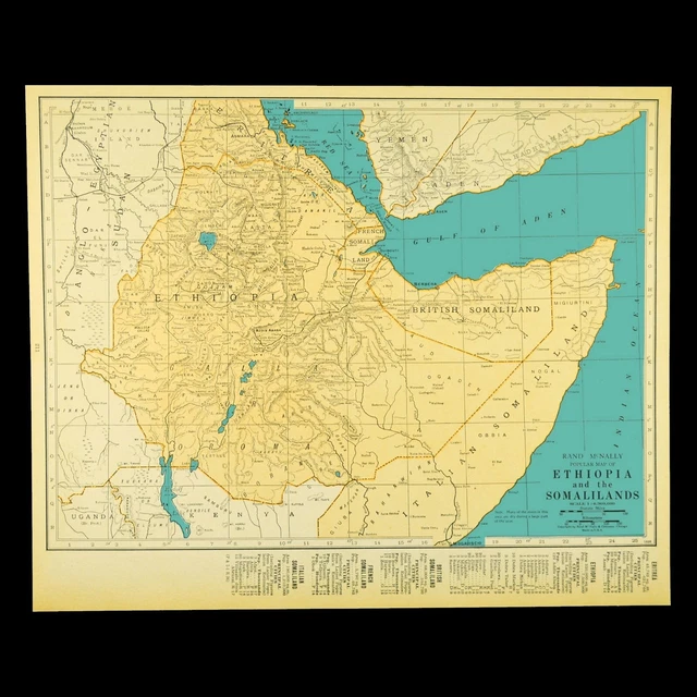 VINTAGE ETHIOPIA MAP SOMALILANDS Old Original Somalia 1930s Antique £8. ...