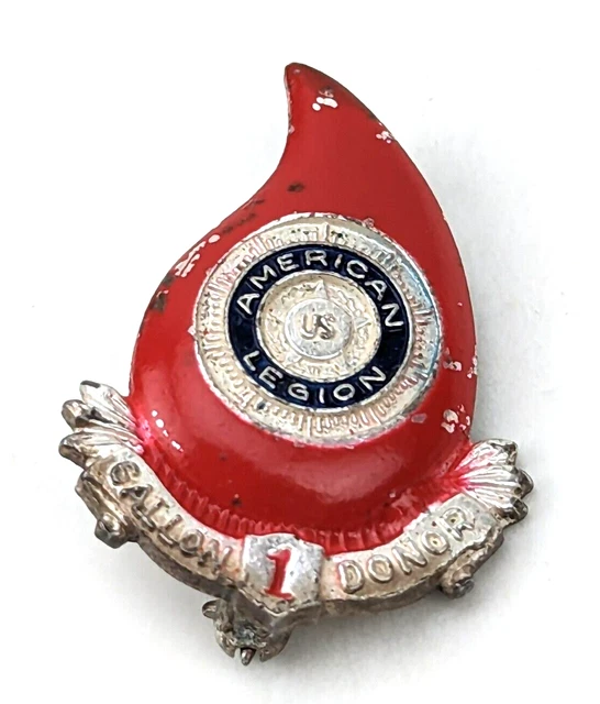 VINTAGE WWII ERA American Legion 1 Gallon Blood Donor Enamel Pin Badge ...
