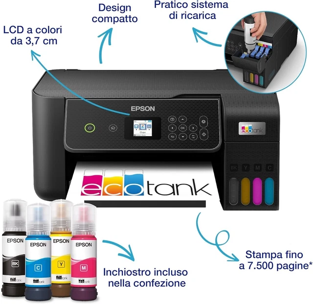 EPSON MULTIFUNZIONE ECOTANK 3In1 Wifi C11Cj66421 Et-2870 EUR 199,00 - PicClick IT