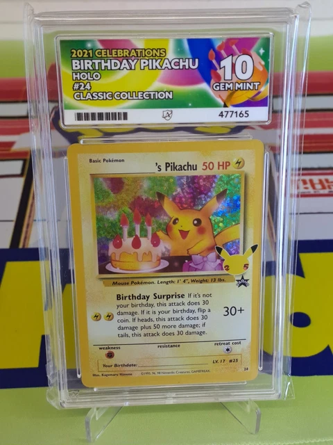 POKEMON TCG BIRTHDAY Pikachu 24 Ace 10 Gem Mint Celebrations Classic ...