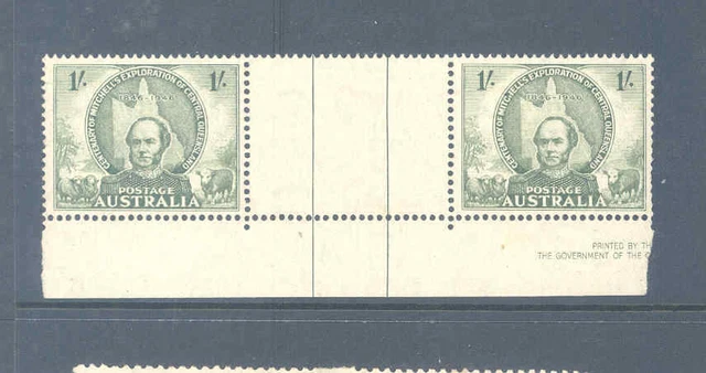 AUSTRALIA PREDECIMAL 1946 Mitchell Explorer Gutter Pair Mnh ...