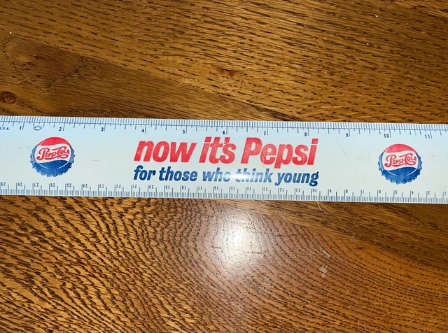 VINTAGE PEPSI COLA Metal 12" inch Ruler 'Now It's Pepsi for those' Made ...