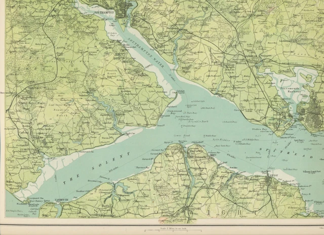 MAP PLATE 54 "The Solent & Spithead" (SOUTHAMPTON, PORTSMOUTH, RYDE ...