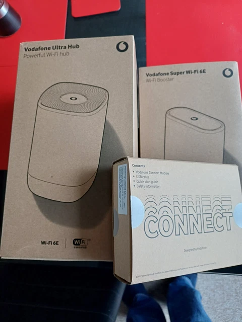 VODAFONE ULTRA HUB Wifi 6e & Wifi 6e Booster & 4G Mobile Backup dongle ...