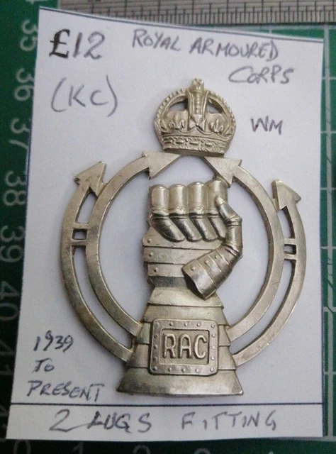 ROYAL ARMOURED CORPS Cap Badge, King's Crown Regimental Cap Badges £12. ...