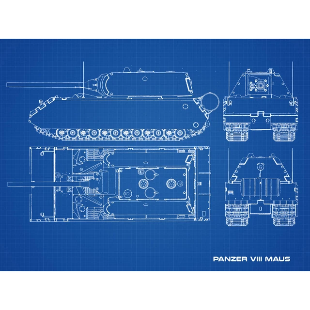 PANZER VIII MAUS Super-Heavy Tank Blueprint Plan Large Wall Art Print ...