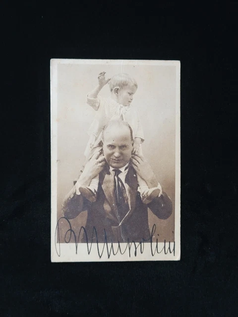 BENITO MUSSOLINI SIGNÉ El Duce Royal Présentation Photo Document Italie ...