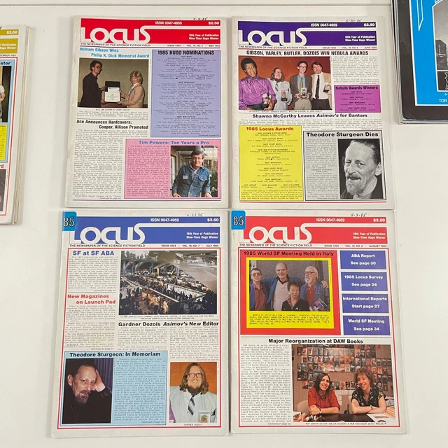 12 LOCUS MAGAZINES 1985 Complete Year Science Fiction William Gibson O ...
