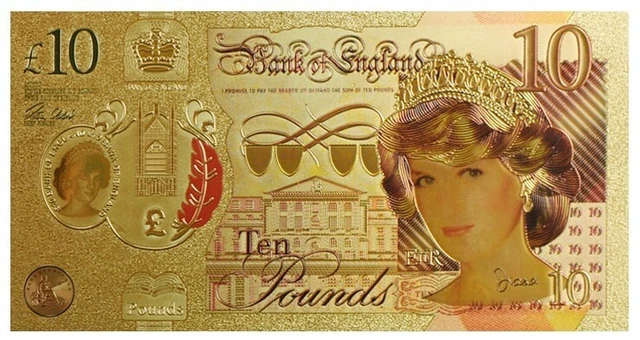 DIANA PRINCESS OF Wales Ten Pounds Banknote £10 Collectible Last Rose ...