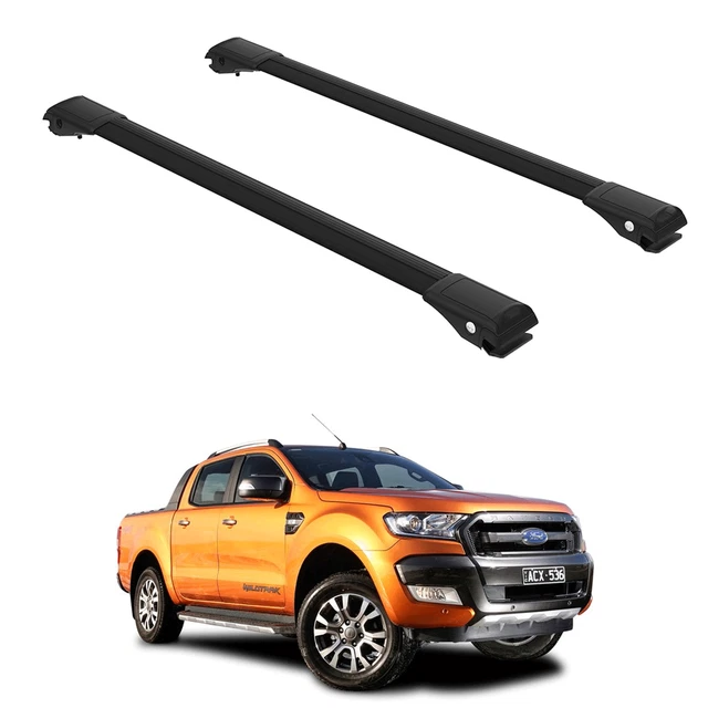 ROOF RACK CROSS Bars to Ford Ranger Wildtrak Since 2011 Black Set 2 Pcs ...