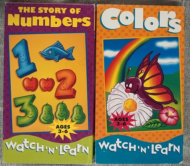 WATCH N' LEARN 2 VHS Tapes - COLORS & THE STORY OF NUMBERS, Kids ...