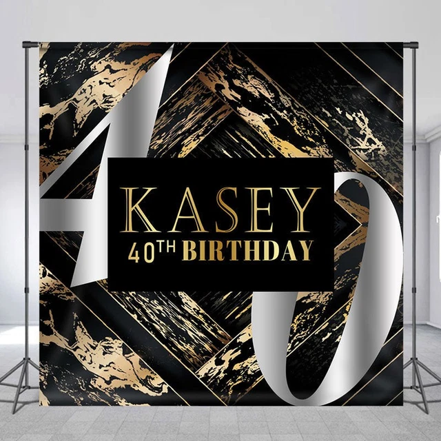 CUSTOM NAME BLACK And Gold 40th Birthday Backdrop $36.01 - PicClick AU
