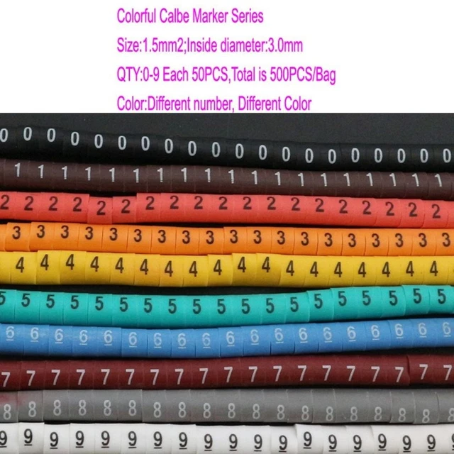 0-9 NUMBERS WIRE Insulation Sleeve PVC Cable Marker Sleeves Wire Cable ...