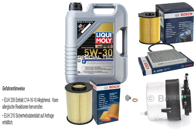 BOSCH INSPECTION SET 5L Liqui Moly Spécial Tec F 5W-30 pour Ford C-Max EUR 152,03 - PicClick FR
