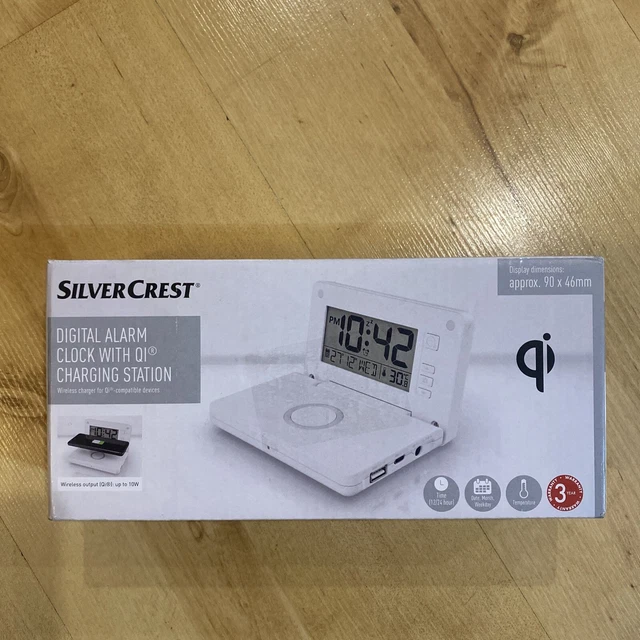 SILVERCREST DIGITAL ALARM Clock With QI Charging Station 90 X 46mm ...