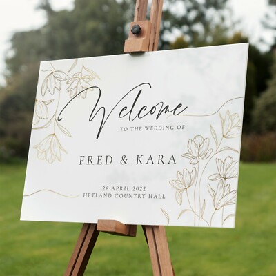 CARTELLO DI BENVENUTO Personalizzato Matrimonio fogliame ACRILICO ...