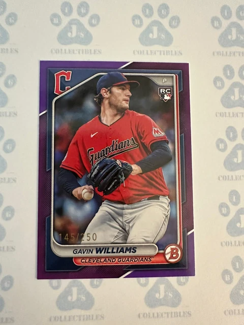 2024 BOWMAN BASEBALL - Gavin Williams RC 66 Purple /250 - Cleveland ...