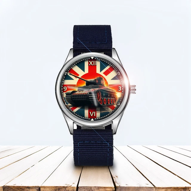 WW2 MILITARY RETRO TANK ART UNION JACK #2 Trendy Unisex 38mm Dial Wrist ...