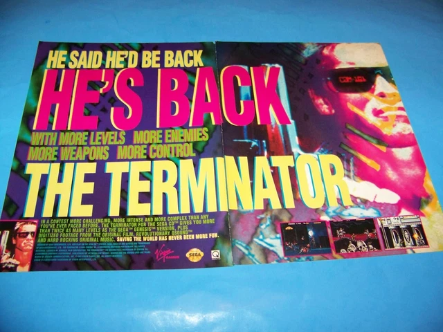 VINTAGE VIDEO GAME Ad 1993 The Terminator "He's Back" Sega $10.25 ...