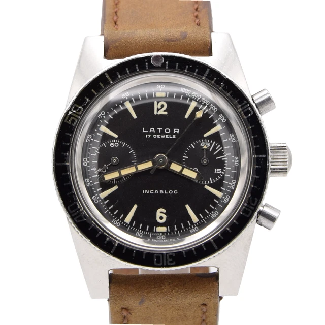 1960S RARE LATOR Chronograph Dive Style Watch with stunning original ...