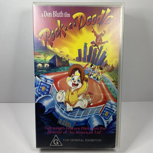 ROCK-A-DOODLE VHS VIDEO Cassette (1990) Don Bluth Rare Animated Vintage ...