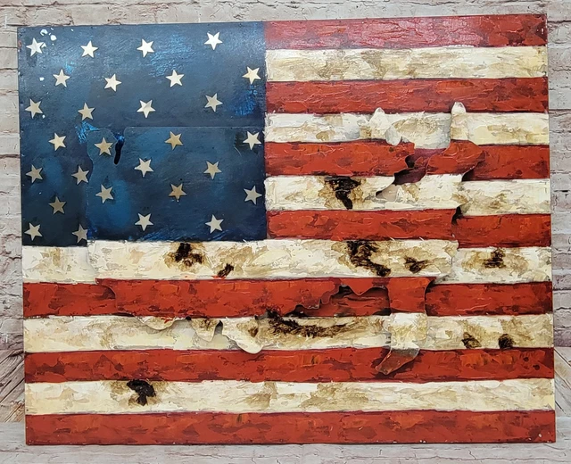 AMERICAN FLAG 3D Collage Dormitory Art Artwork Hand Made Painting ...