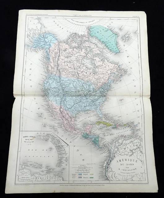 MAP OF THE United States of North America Antique Original 1888 USA US ...