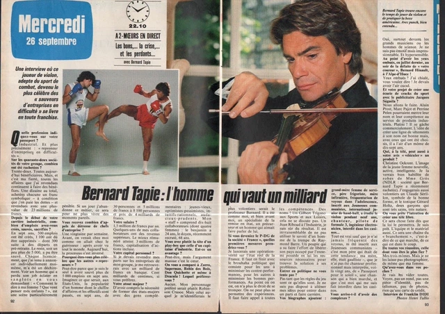 COUPURE DE PRESSE Clipping 1984 Bernard Tapie (2 pages) EUR 5,00 - PicClick FR
