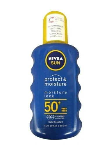 NIVEA SUN WATER SPF50 Resistant Moisturising Sun Lotion Spray 200ml £13 ...