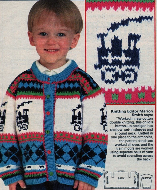 ~ LAMINATED KNITTING Pattern For Child's Cute Steam Engine Cardigan ...
