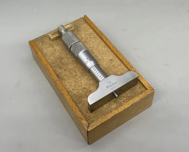 VINTAGE MITUTOYO 001& Depth Micrometer Dial Gauge Measurement Old Tool ...