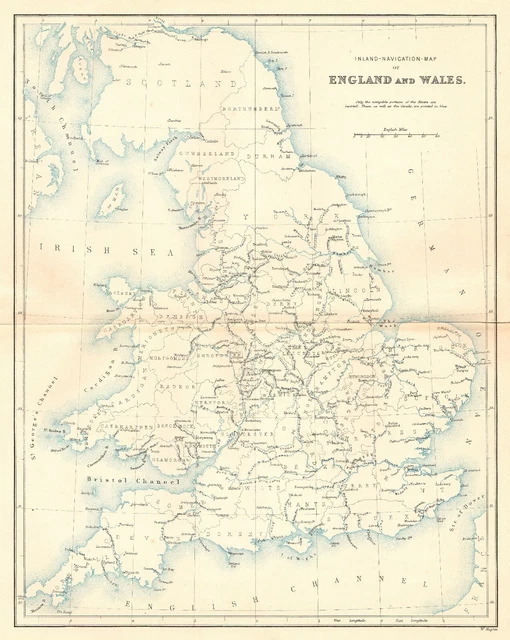 ANTIQUE COLOUR MAP England And Wales Inland Navigation Map 1868 £19.89 ...