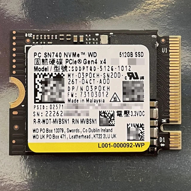 6X WESTERN DIGITAL SN740 512GB NVMe SDDPTQD-512G PCIe Gen4 x4 2230 EUR ...