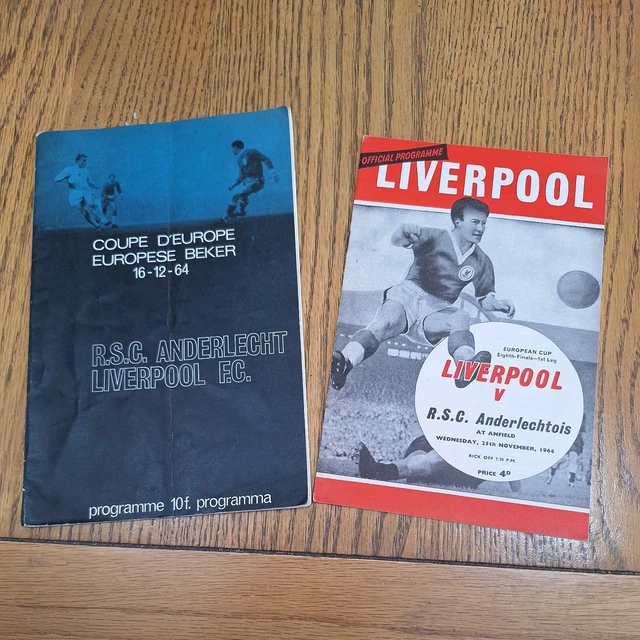 ANDERLECHT V LIVERPOOL 1964 home and away £3.21 - PicClick UK