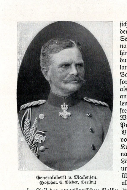 GENERALOBERST AUGUST DE Mackensen Original Bilddokument De 1918 WW1 EUR ...
