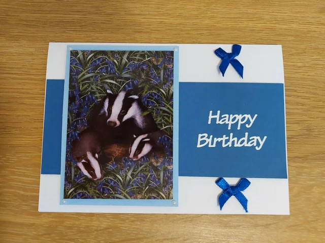 HANDMADE BIRTHDAY CARD - "Happy Birthday" - Badger / Wildlife Fanatic £ ...
