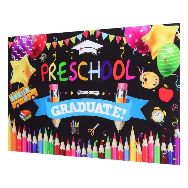 PARTY BANNER GRADUATION Decor Backdrop Cloth Congrats Kindergarten £9. ...