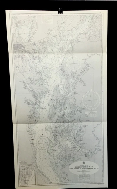 VINTAGE ADMIRALTY CHART. No.2856. CHESAPEAKE BAY, COVE POINT. 1944 ...