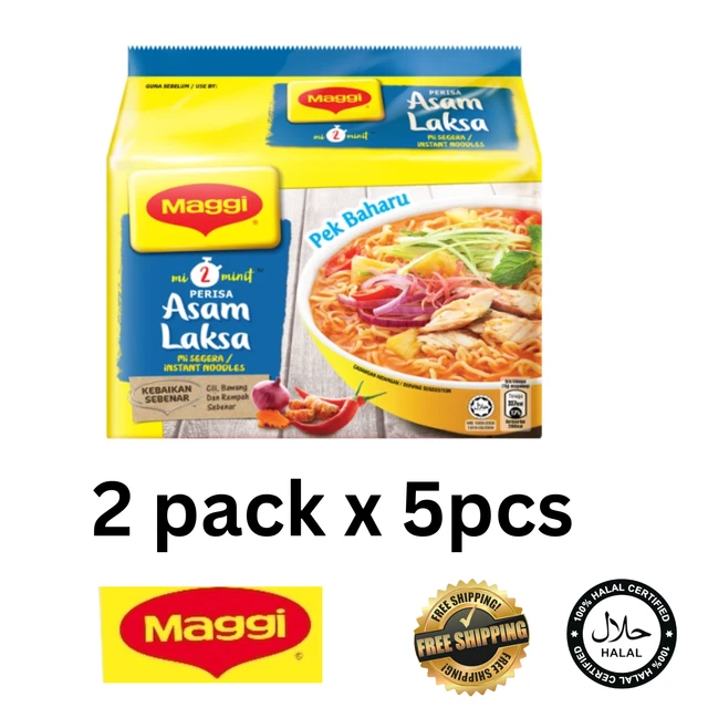 MAGGI MEE 2-MINUTE "Asam Laksa" Instant Noodles Light Meal 2 pack x ...