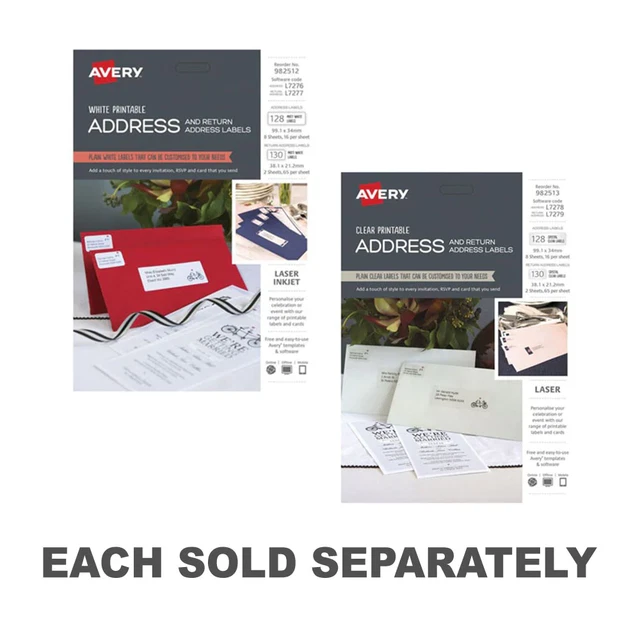 AVERY PRINTABLE ADDRESS and Return Label Kit Professional Finish ...