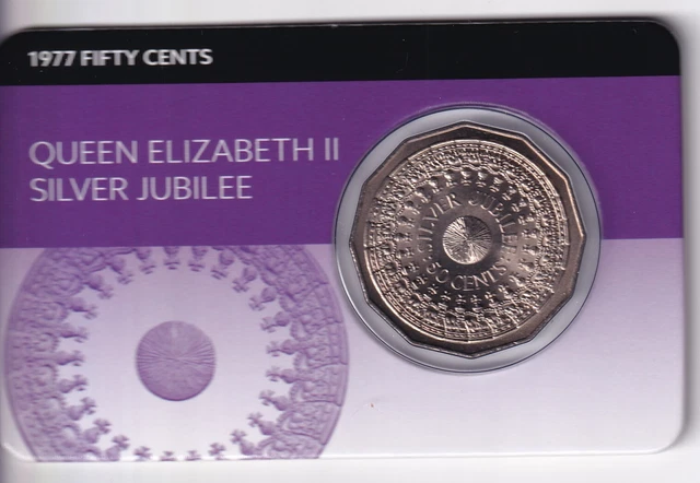 AUSTRALIAN: 1977 50 Cent Queen Elizabeth Ii Silver Jubilee Coin On Card ...