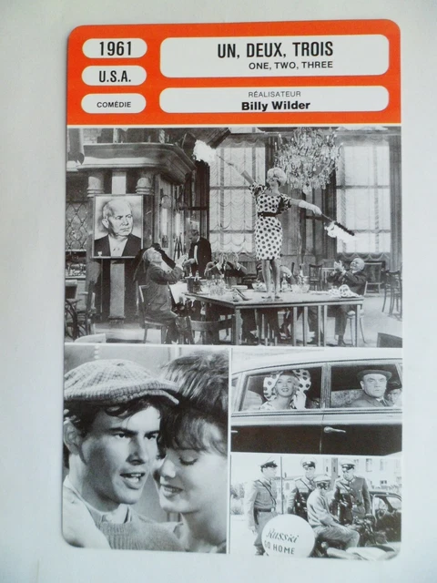 CARTE FICHE CINEMA 1961 UN DEUX TROIS James Cagney Horst Buchholz ...