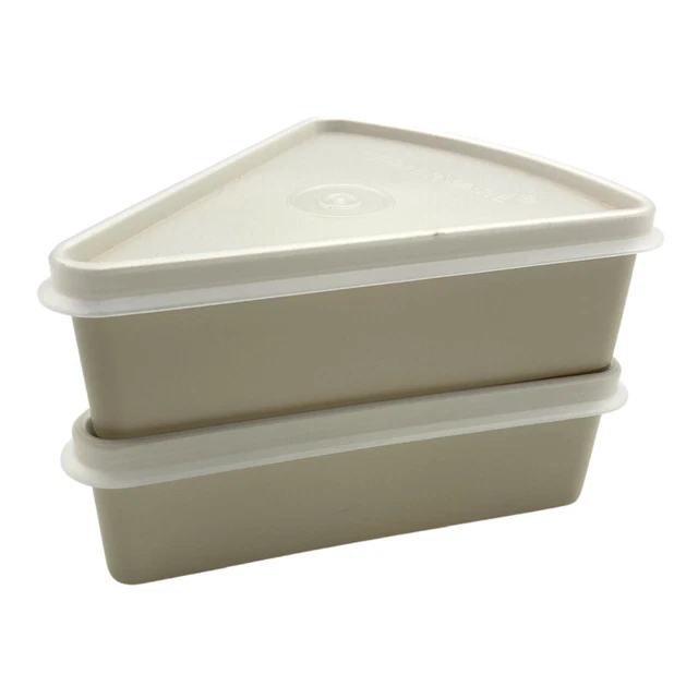 VINTAGE TUPPERWARE BEIGE Pie Slice Keeper Wedge Container Set of 2 $25. ...