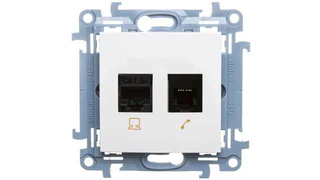 SIMON 10 RJ45 + RJ12 data communication socket cat.5e white C5T.01 / 11 ...