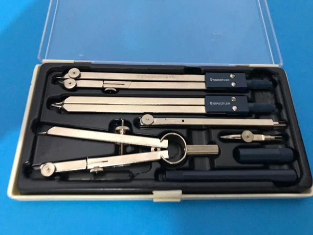 STAEDTLER ARCO COMPASS Set Metal 7 Piece Kit In Case 559 09 $17.00 ...